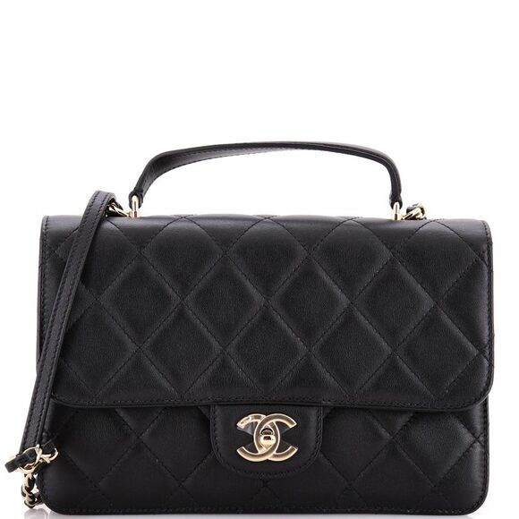 CHANEL | Bags | Chanel Coco Lady Top Handle Flap Bag Quilted Calfskin ...